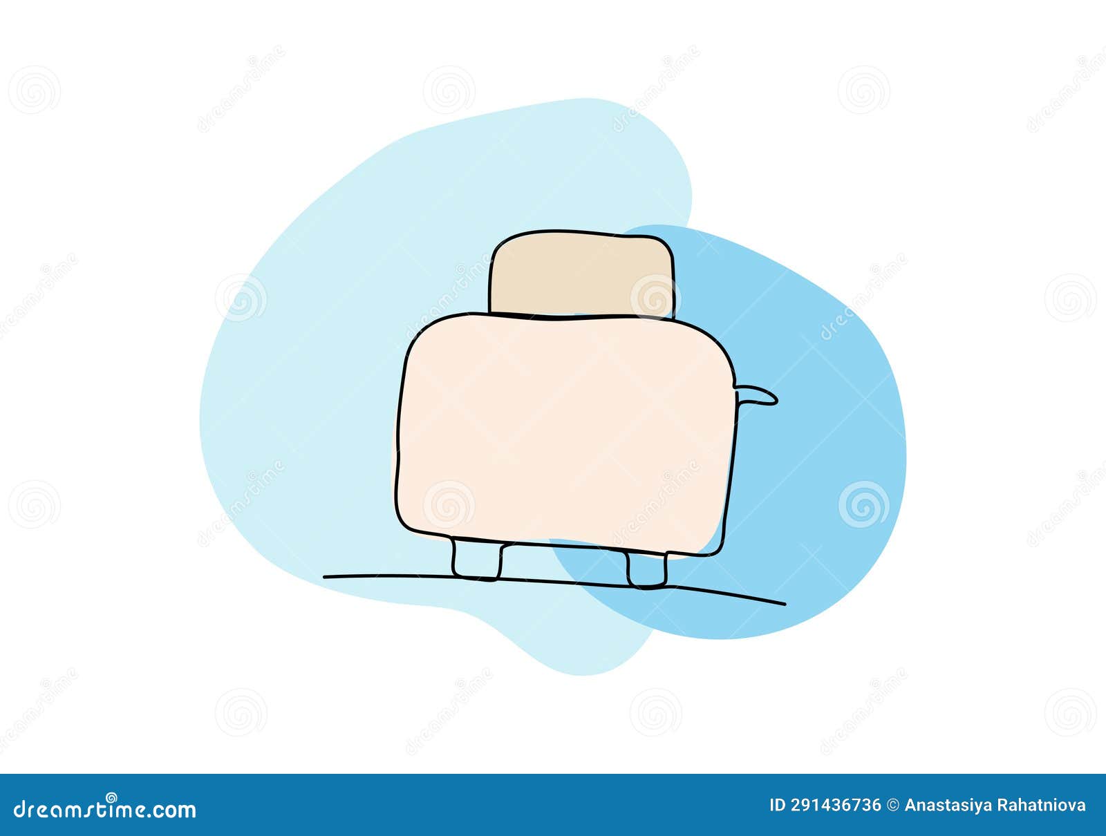 Toaster One Line Drawing Colored with Pastel Colors. Vector ...