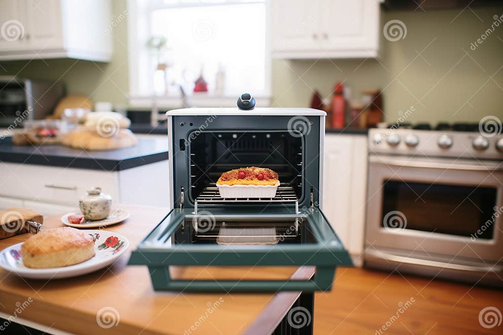 Toaster Oven Set at Medium-high, with a Pie Inside Stock Photo - Image ...