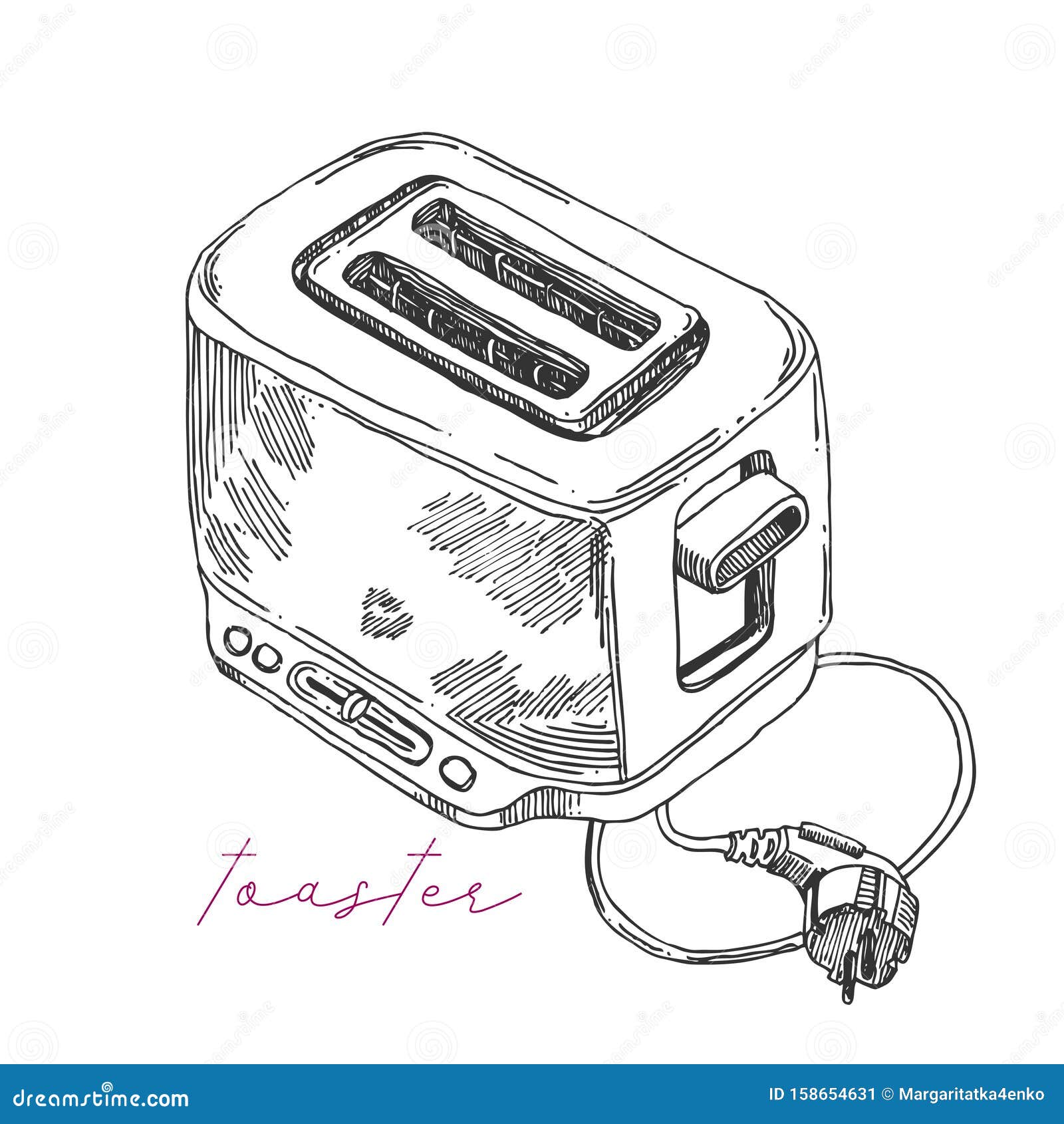 Toaster Sketch Vector Illustration. Hand Drawn Stock Vector ...