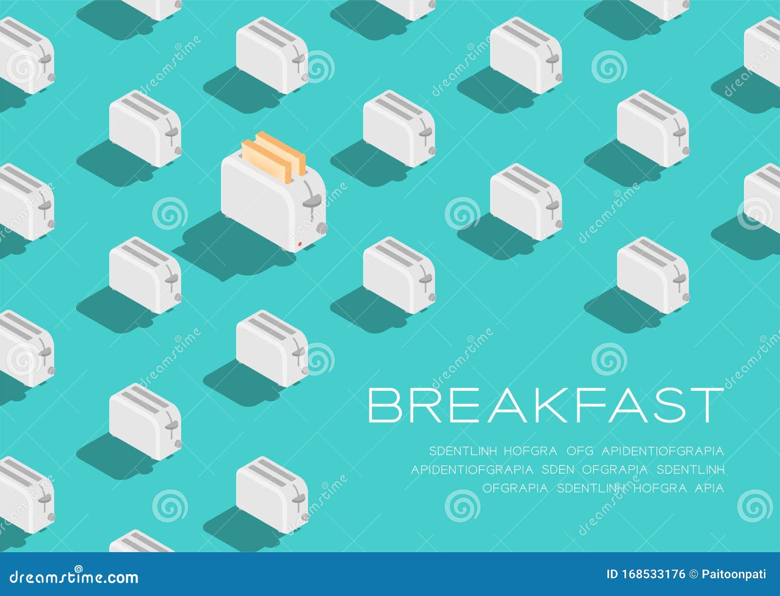 Toaster with Slice Bread 3D Isometric Pattern, Breakfast Bakery Concept ...