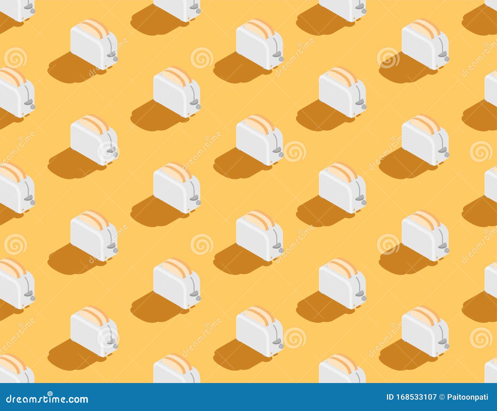 Toaster with Slice Bread 3D Isometric Seamless Pattern, Breakfast ...