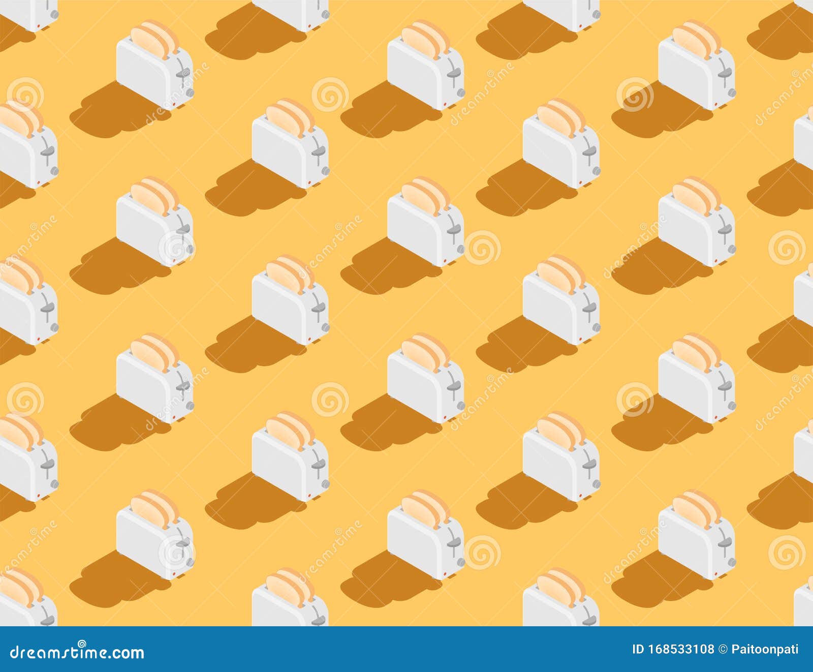 Toaster with Slice Bread 3D Isometric Seamless Pattern, Breakfast ...