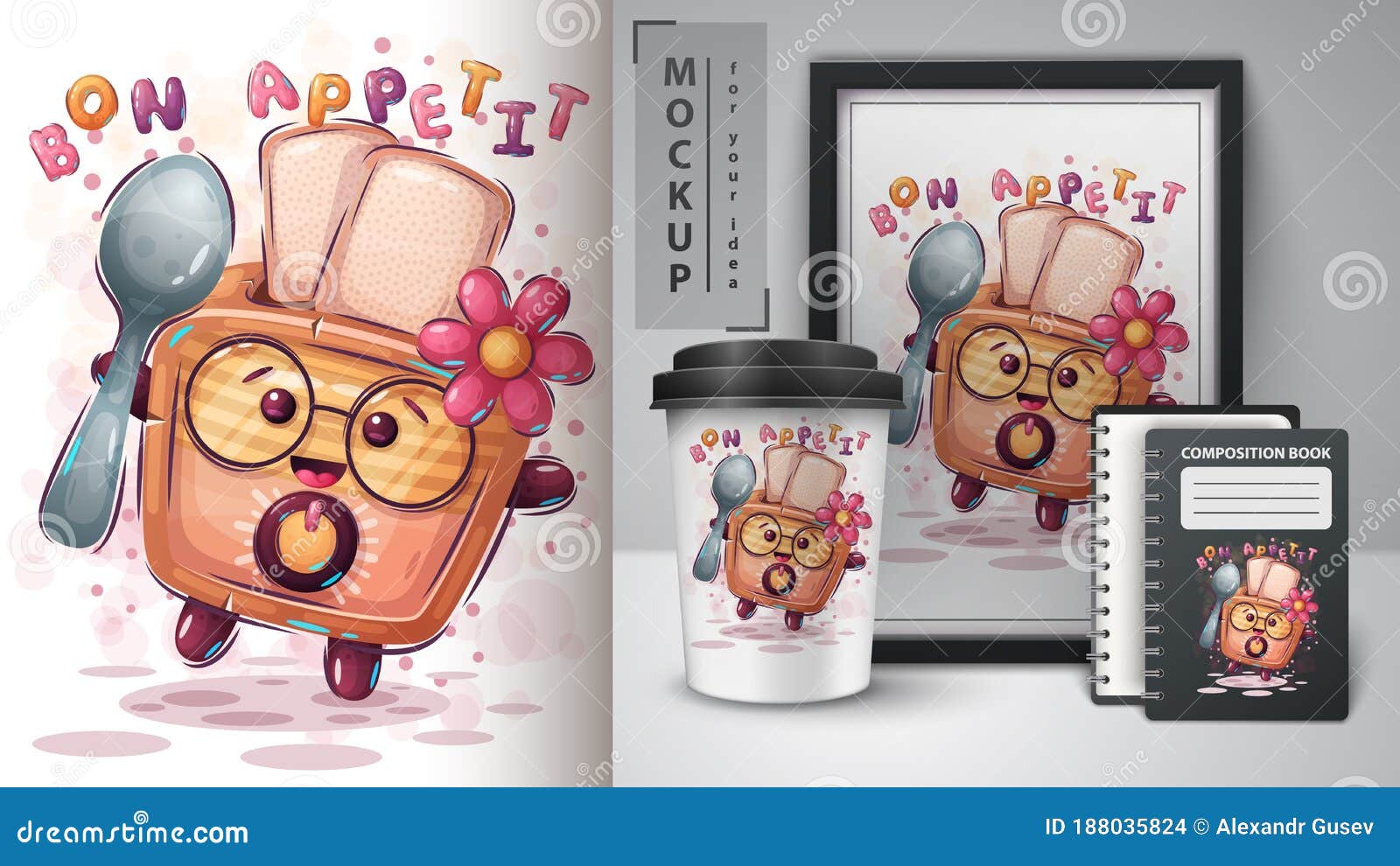 Toaster with Spoon Poster and Merchandising. Stock Vector ...