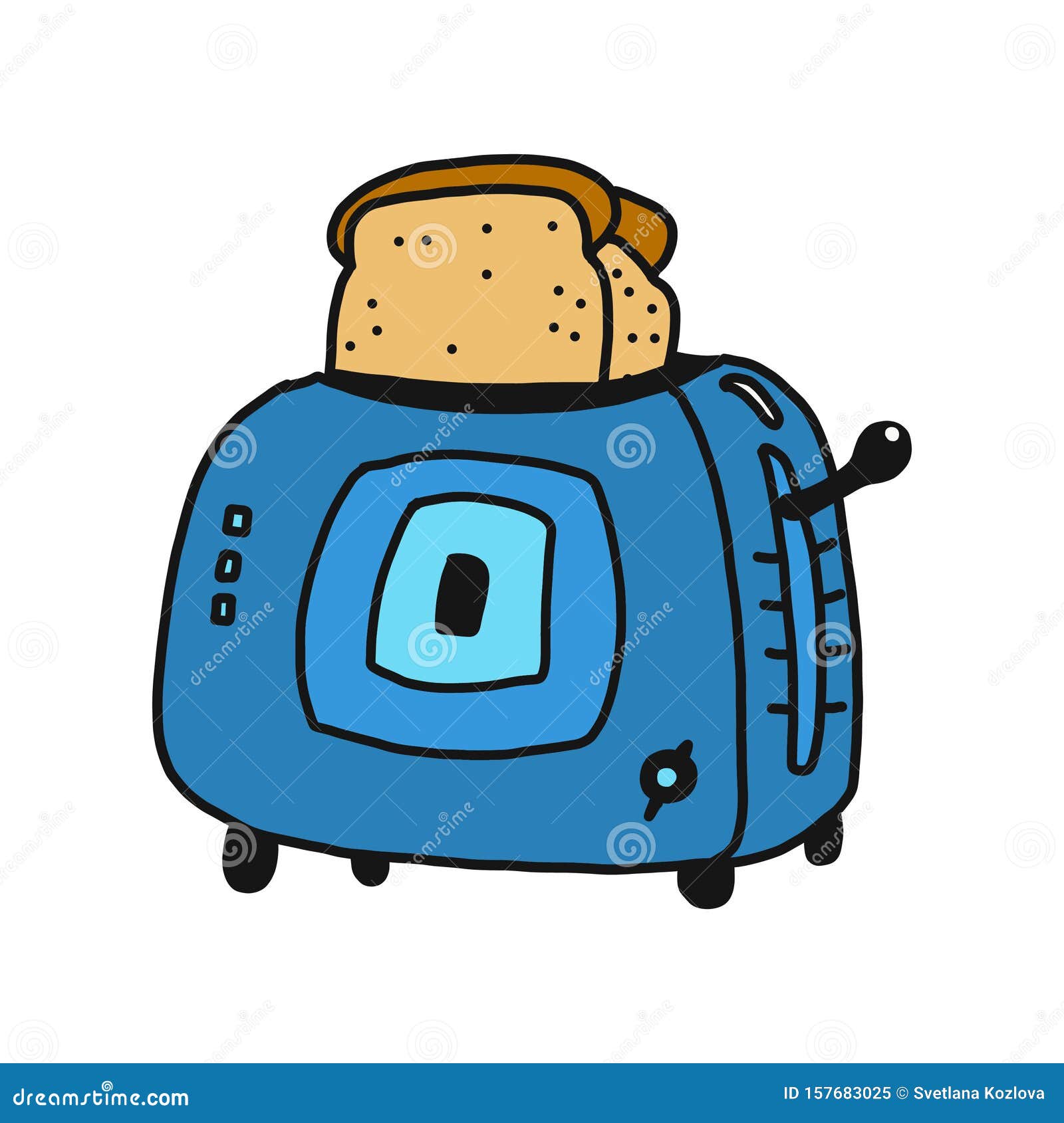 Toaster with Toast Isolated on Hand Draw Style Vector Illustration ...