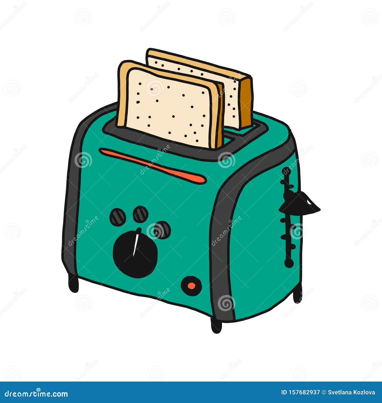 Toaster with Toast Isolated on Hand Draw Style Vector Illustration ...