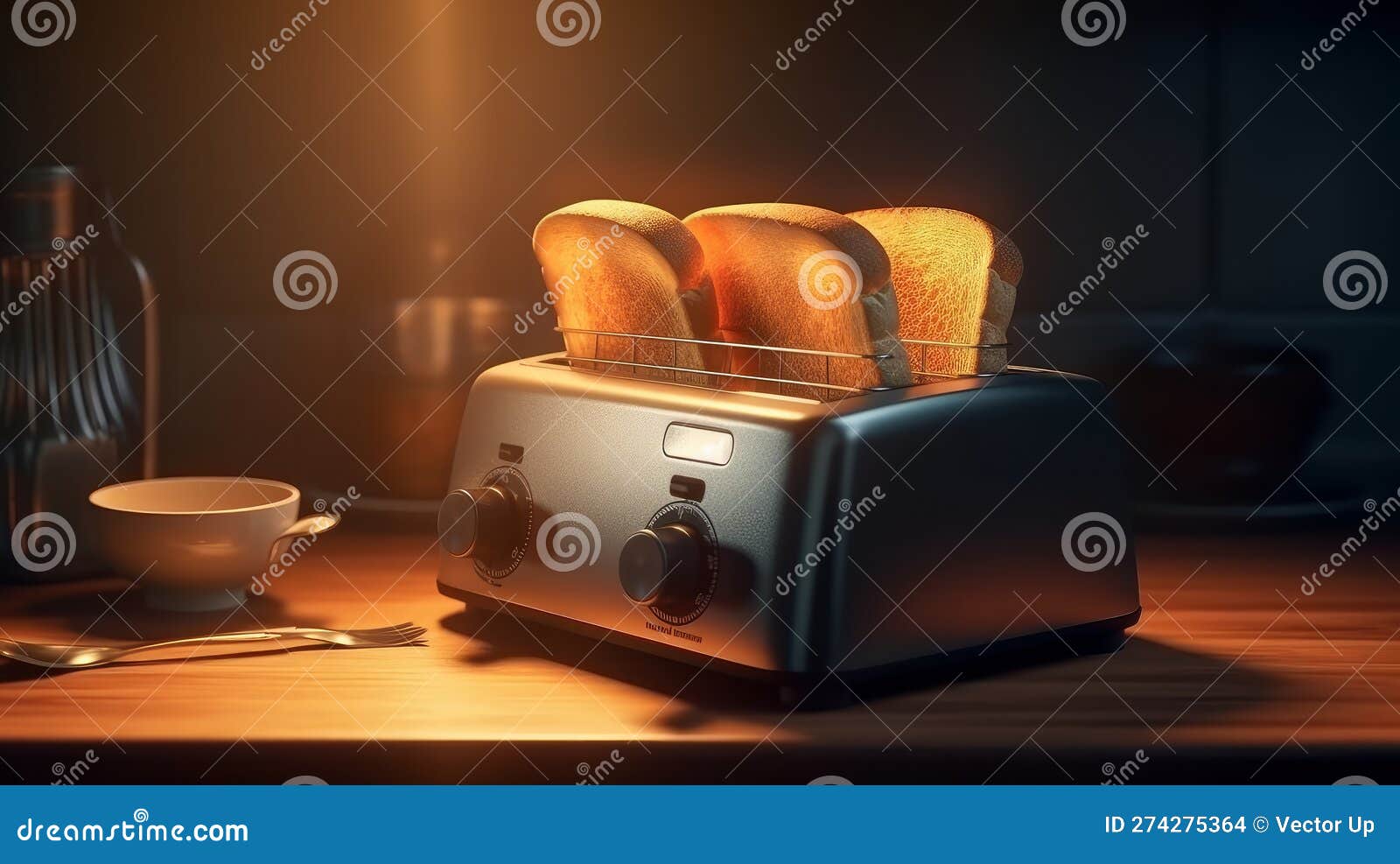 Toaster with Toasted Bread. Generative AI Stock Illustration ...