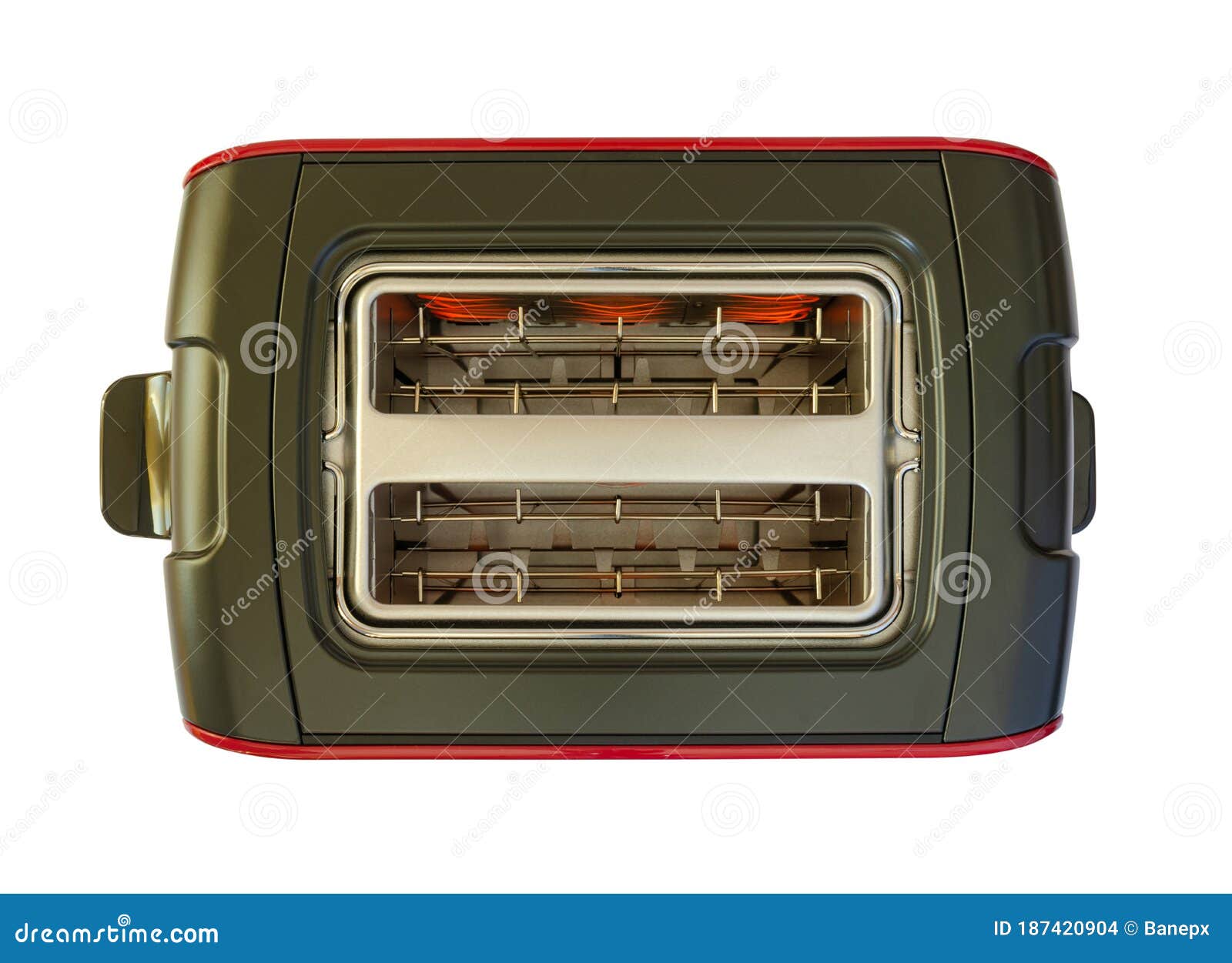 Toaster Turned on - Overhead Shot Stock Photo - Image of black, angle ...