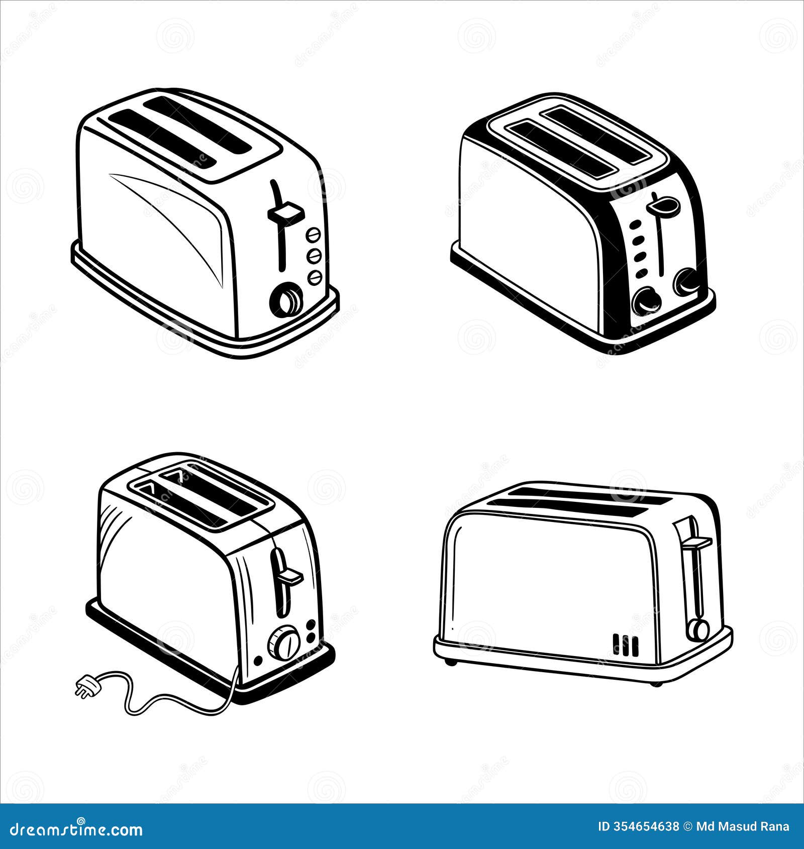 Toasters Icons Silhouettes Vector Illustrations Stock Illustration ...