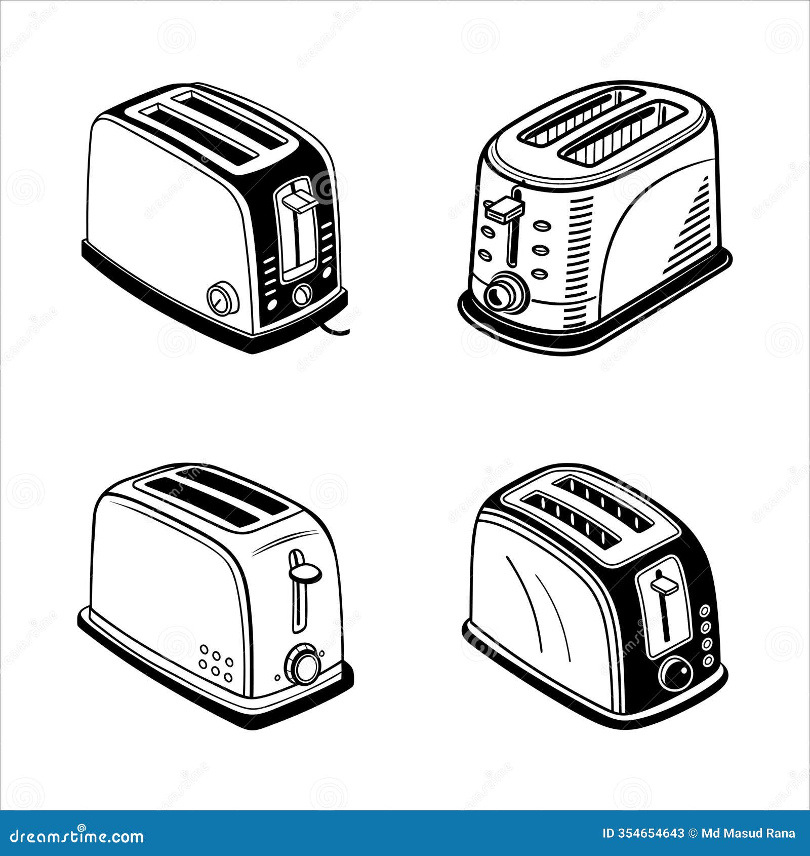 Toasters Icons Silhouettes Vector Illustrations Stock Illustration ...