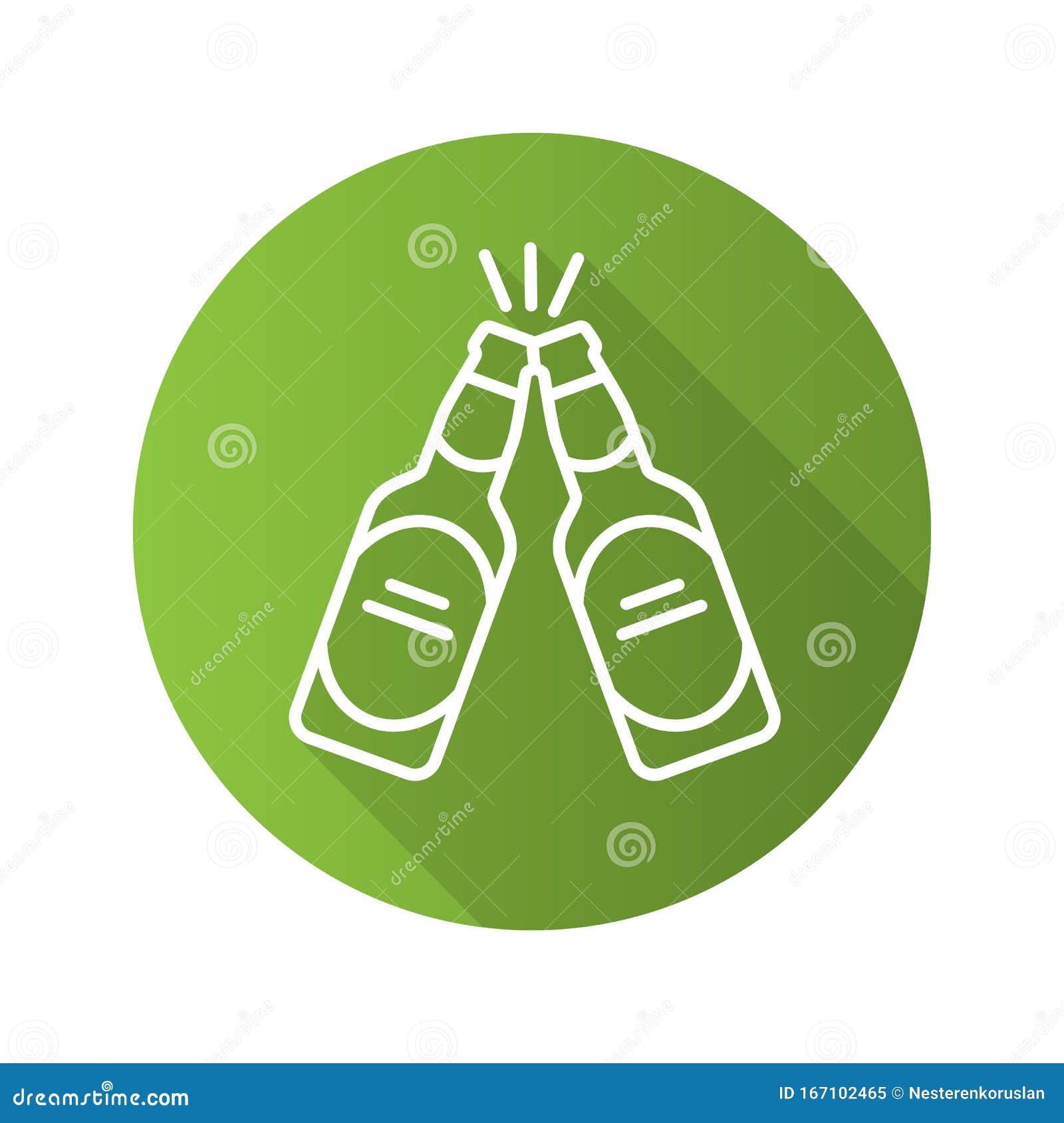 Toasting Beer Bottles. Flat Linear Long Shadow Icon Stock Vector ...
