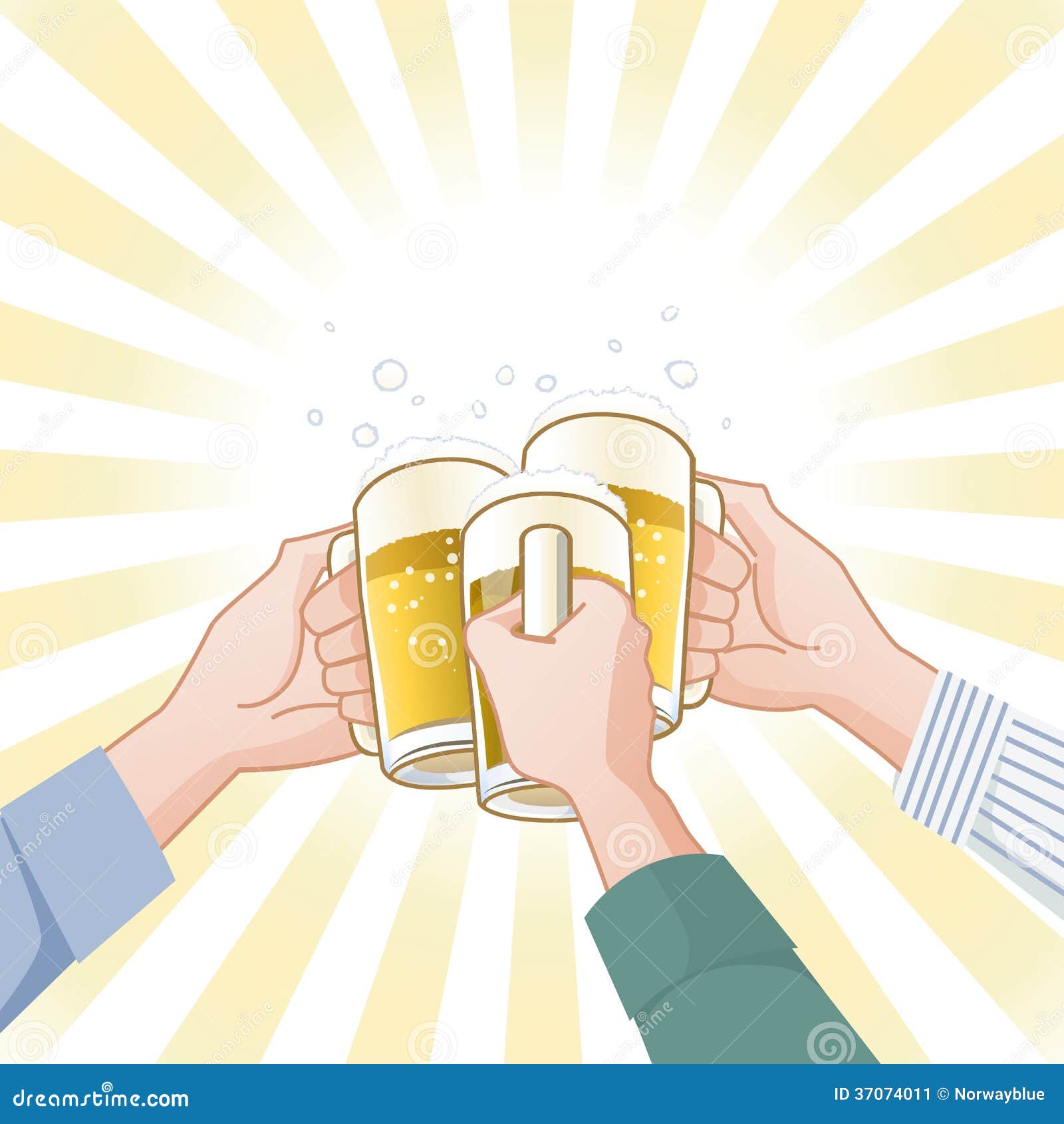 Toasting with beer stock vector. Illustration of friends - 37074011
