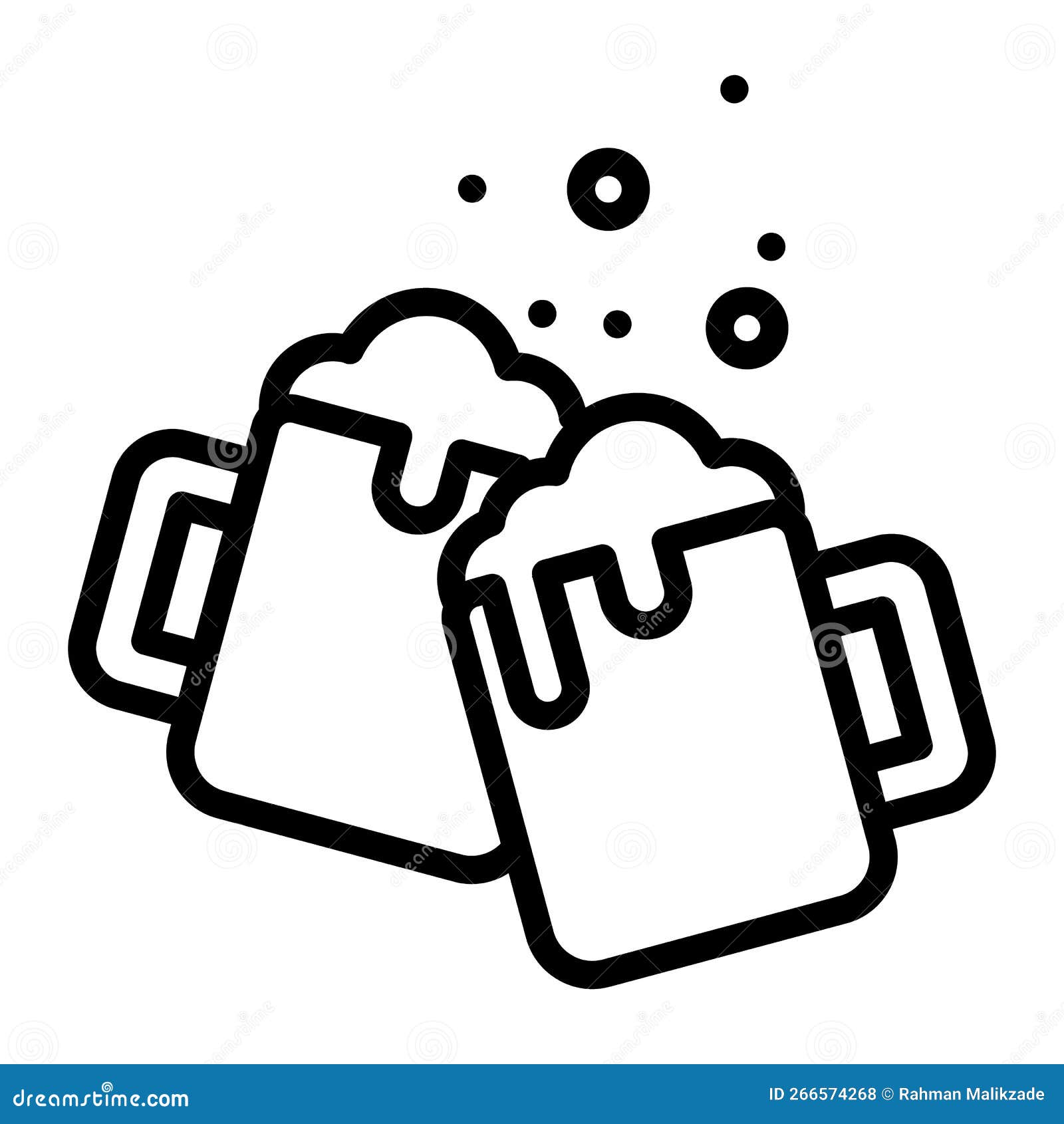 Toasting Beer Glasses Linear Icon. Two Foamy Beer Glasses Symbol Vector ...
