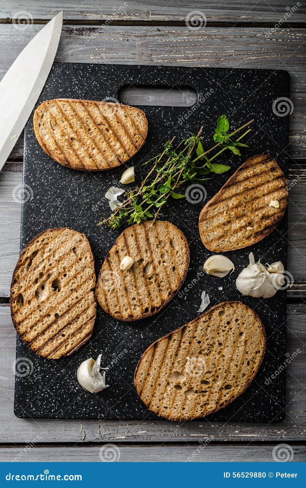 Toasts Bread Panini with Garlic Stock Photo - Image of dish, cuisine ...