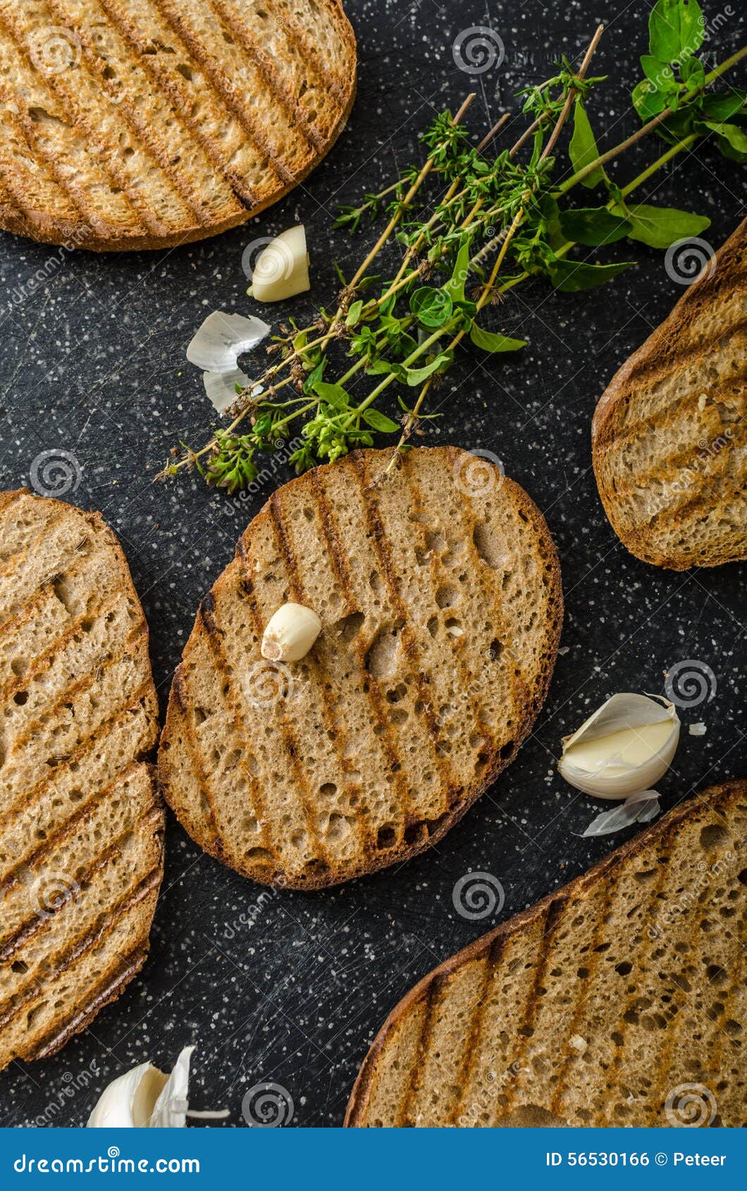 Toasts Bread Panini with Garlic Stock Photo - Image of garlic, cheese ...