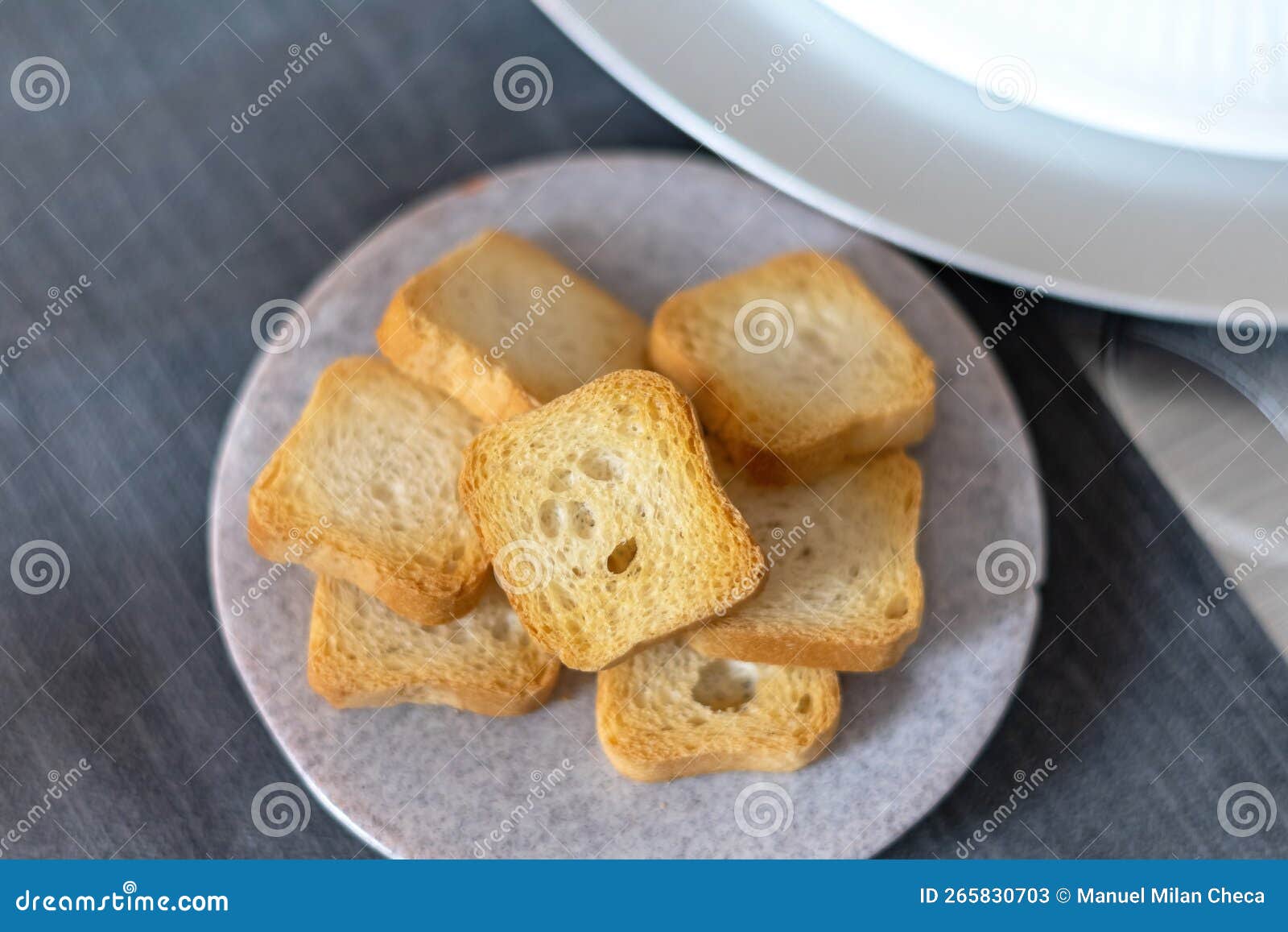 Toasts on a Ceramic Plate Ready for the Aperitif Stock Image - Image of ...