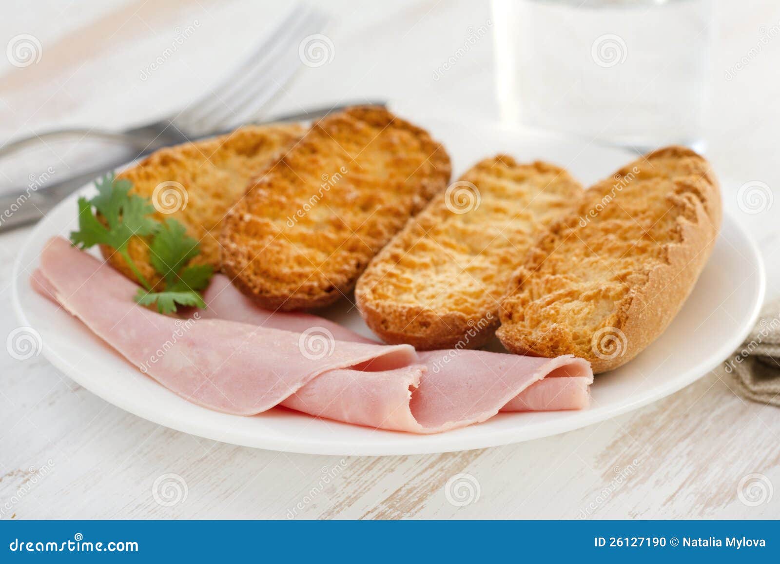 Toasts with ham stock photo. Image of crispy, prepared - 26127190