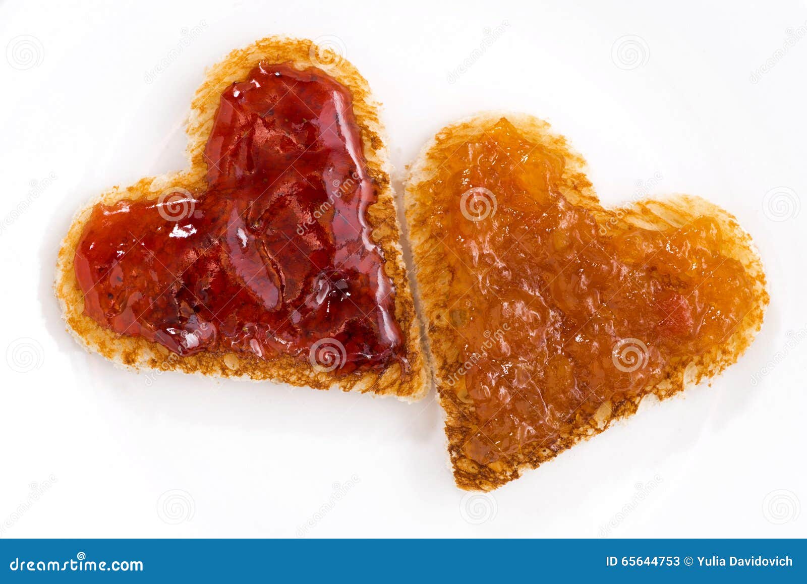 Toasts in Heart Shape with Fruit Jam, Closeup Stock Image - Image of ...