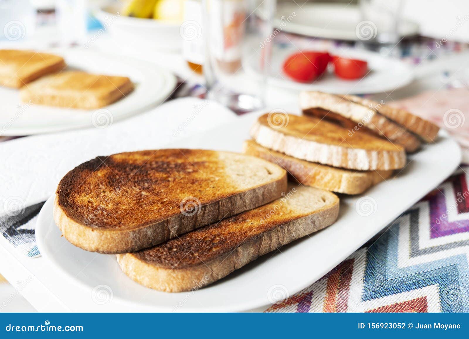 Toasts on a Table Set for Breakfast or Dinner Stock Photo - Image of ...