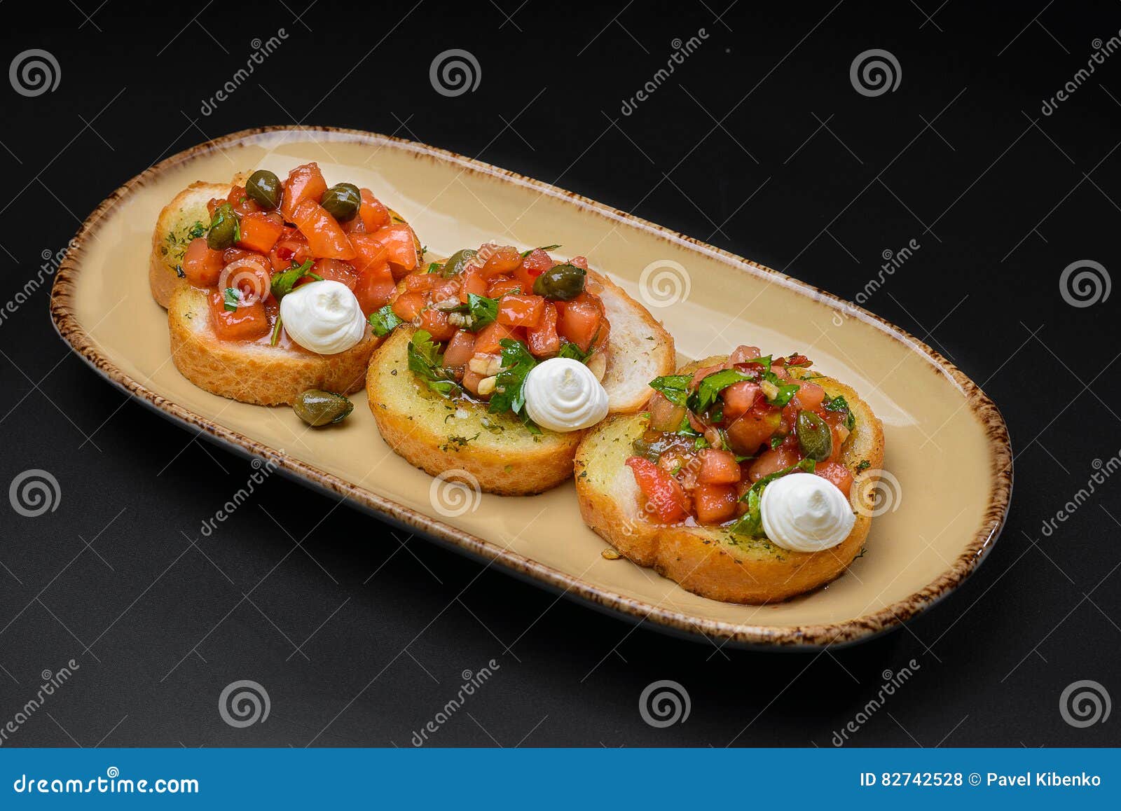 Toasts with tomatoes stock photo. Image of natural, meal - 82742528