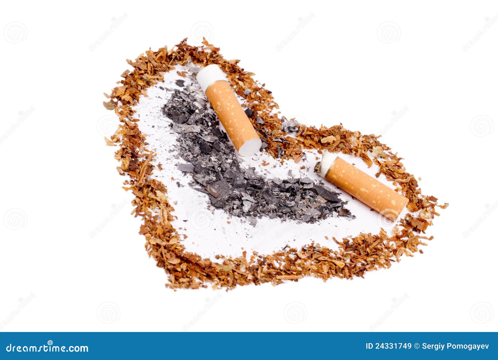 Tobacco heart with a butts stock image. Image of concept - 24331749