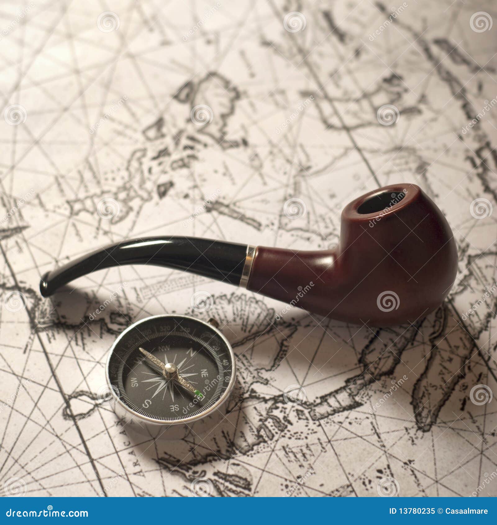 Tobacco pipe & compass stock image. Image of lifestyles - 13780235