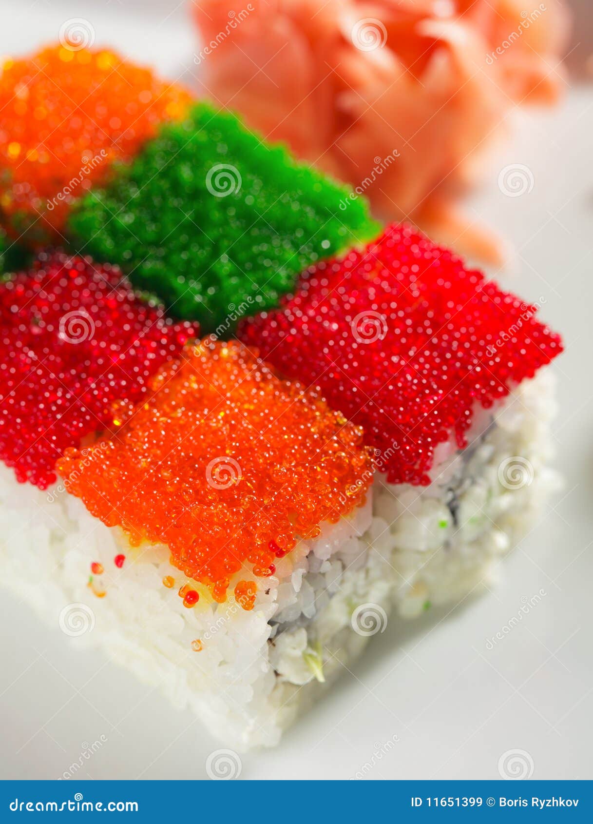 Tobiko Rainbow Roll stock image. Image of diet, delicacy - 11651399