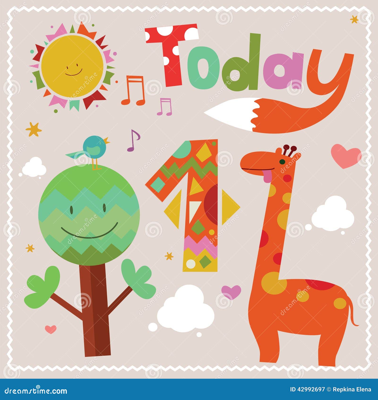 Today is 1 Holiday card stock vector. Illustration of cute - 42992697