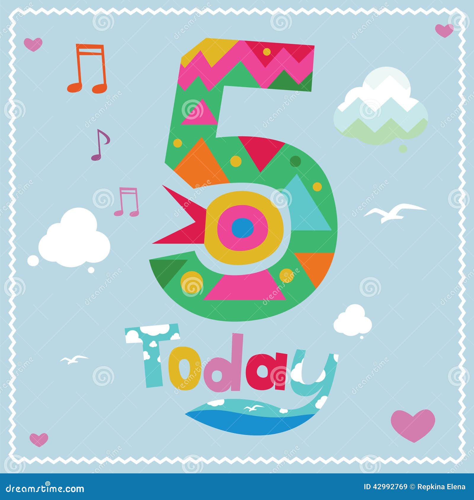 Today is 5 Holiday card stock vector. Illustration of animals - 42992769