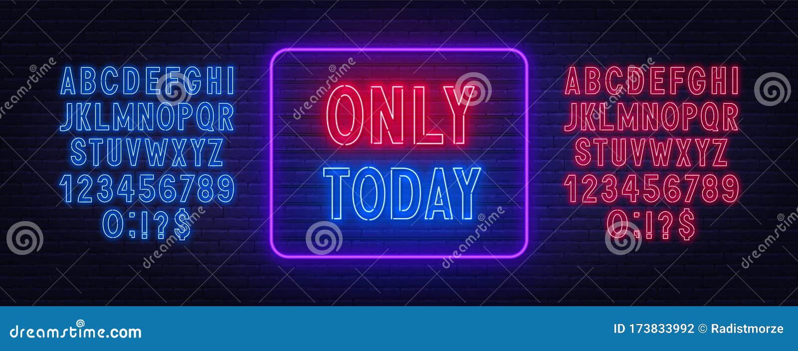 Only Today Neon Sign on Brick Wall Background. Stock Vector ...