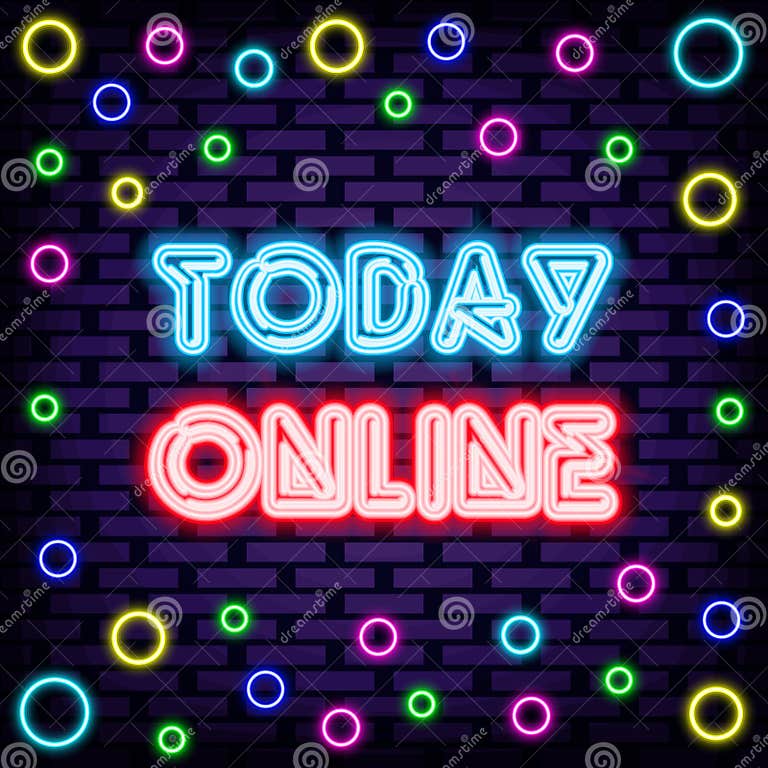 Today Online Badge in Neon Style. Neon Script. Light Art Stock Vector ...