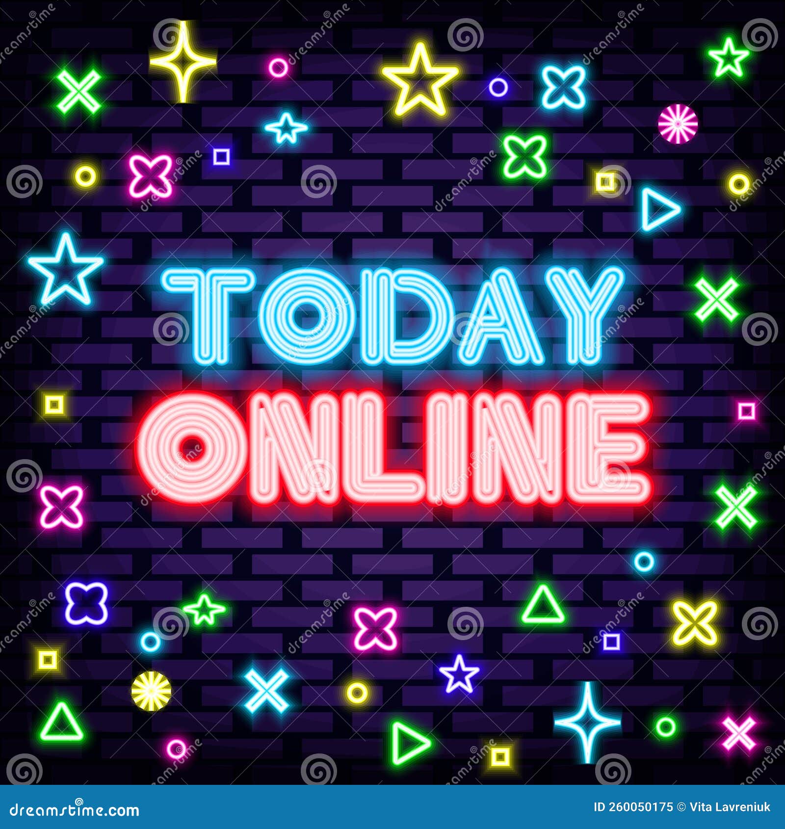 Today Online Neon Sign. Neon Script. Night Bright Advertising Stock ...