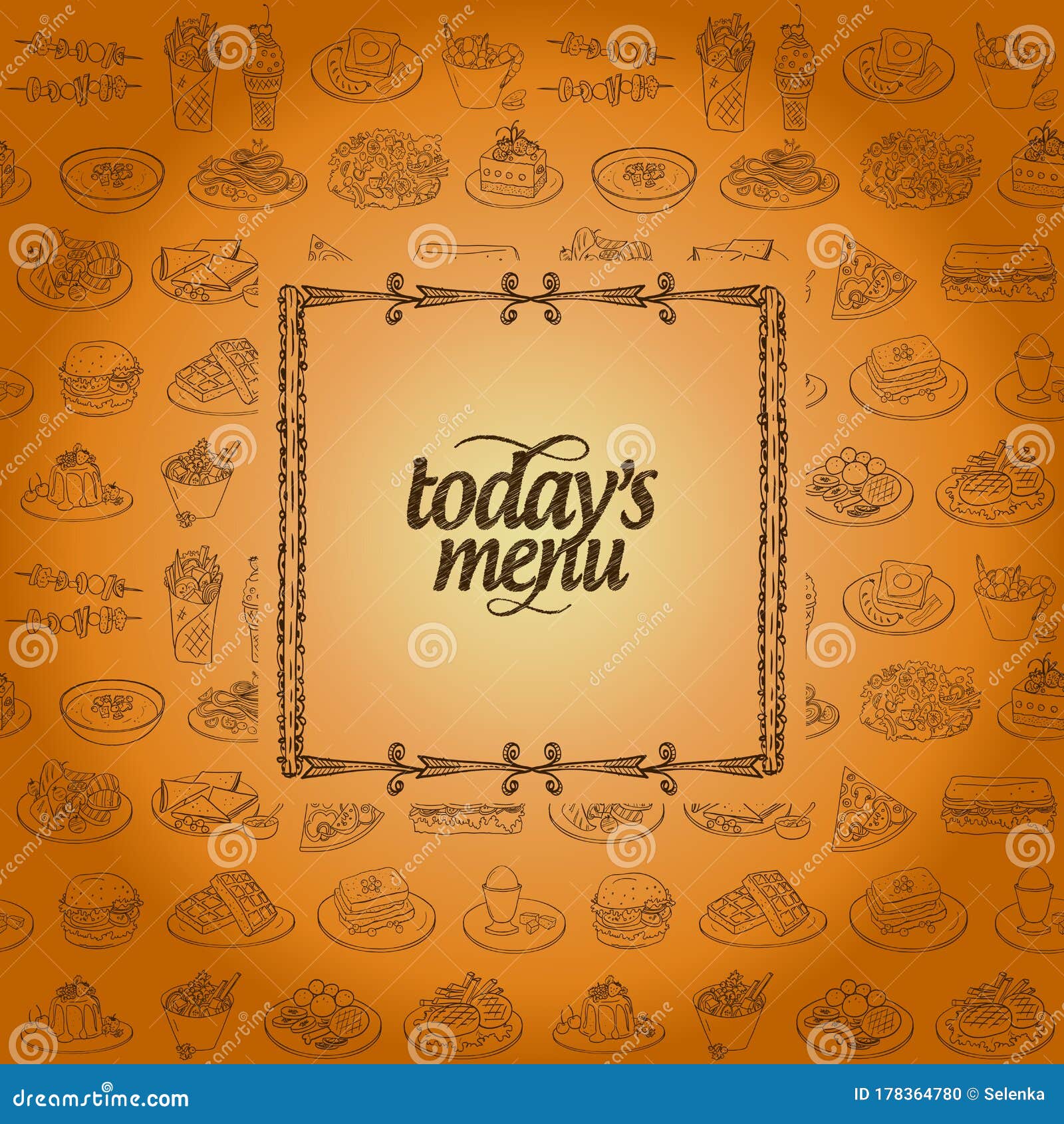 Today`s Menu Cover Design Template with Fast Food Symbols Stock Vector ...