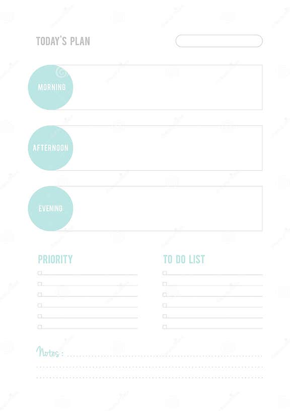 Today`s Plan: Priority, To Do List and Notes. Printable Template ...