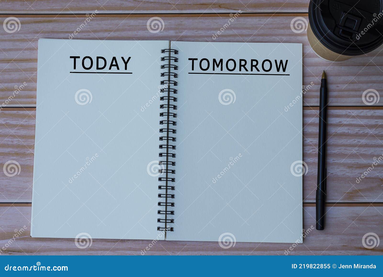 Today Tomorrow Text Written on Notepad with Pen and Cup of Disposable ...