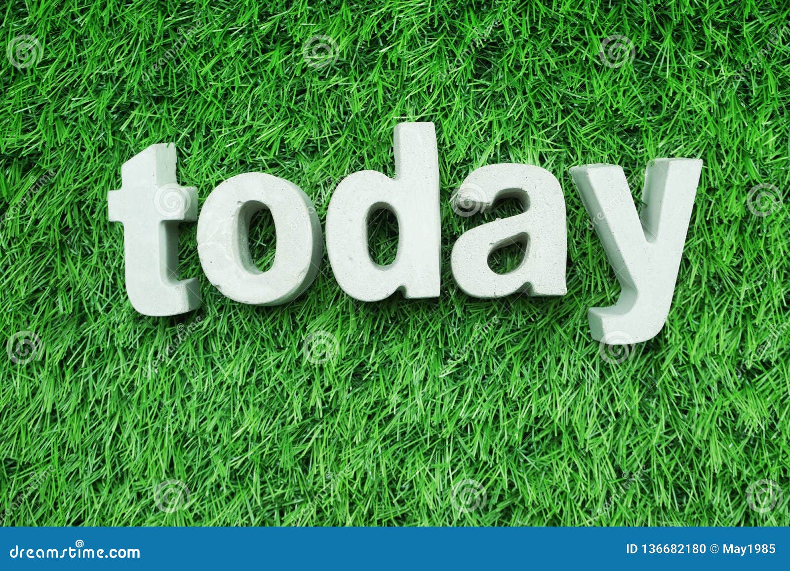 Today Word Alphabet Letter on Green Artificial Grass Background Stock ...