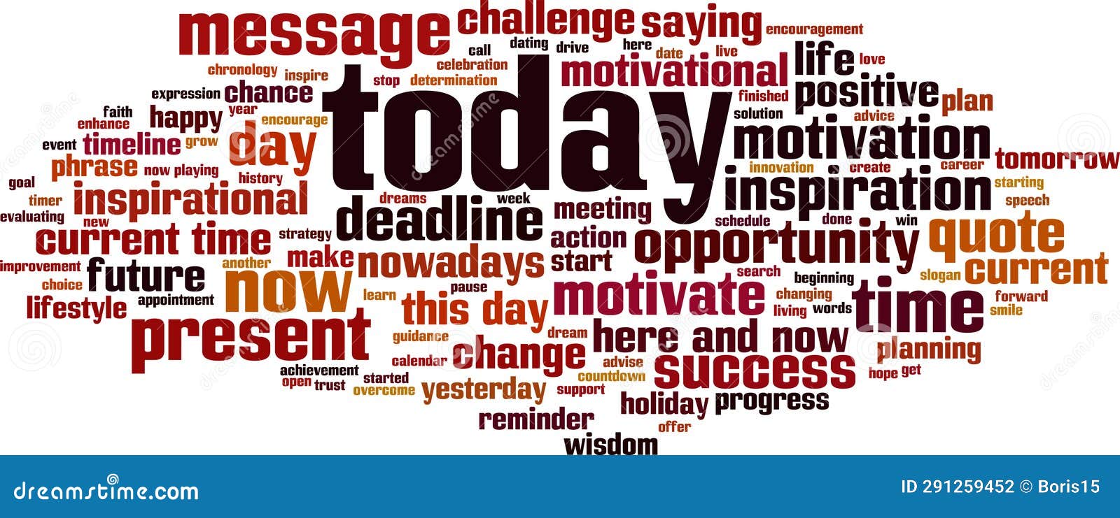 Today word cloud stock illustration. Illustration of reminder - 291259452