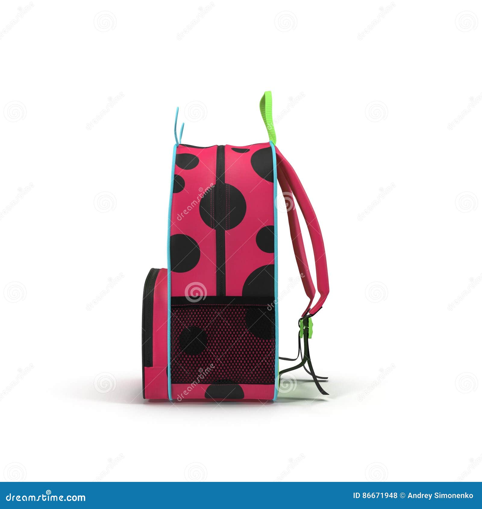 Toddler Baby Child Backpack on a White. Side View. 3D Illustration ...