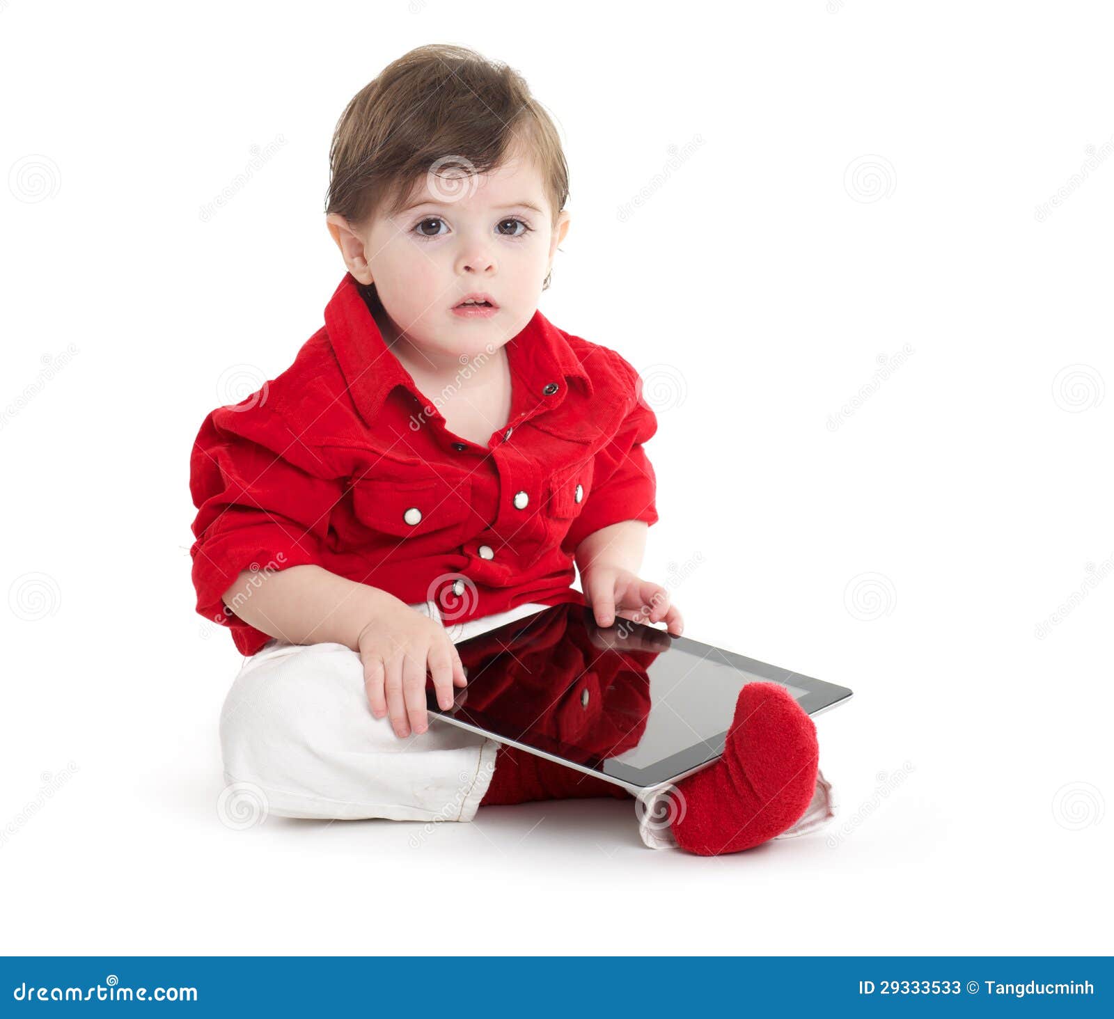 Toddler Baby Using with Tablet Stock Image - Image of playing, cute ...