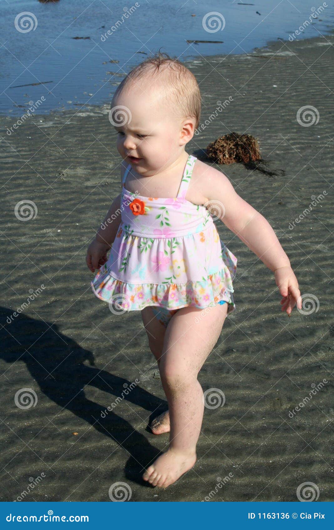 Toddler on beach stock photo. Image of preschool, ocean - 1163136