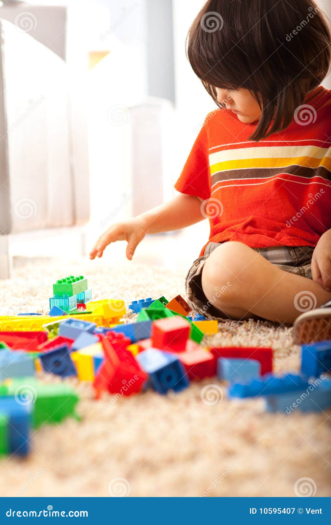 Toddler Boy Building with Blocks Stock Image - Image of infant ...