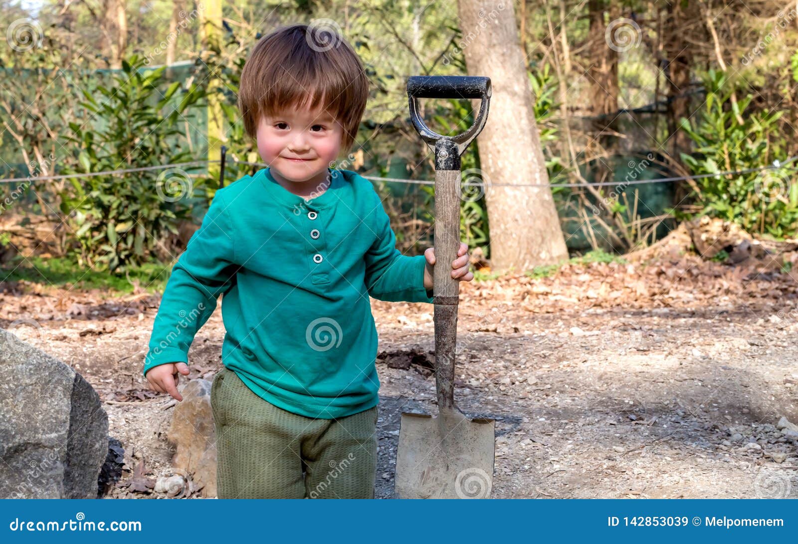 Toddler Boy Digging with a Shovel Stock Image - Image of oute, toddler ...