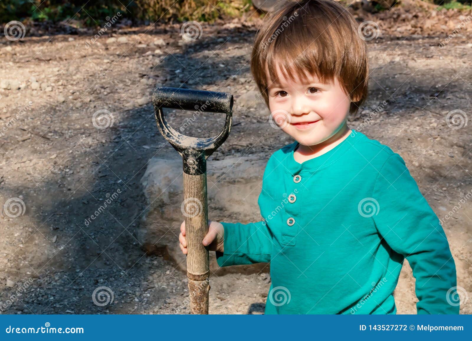 Toddler Boy Digging with a Shovel Stock Photo - Image of children ...