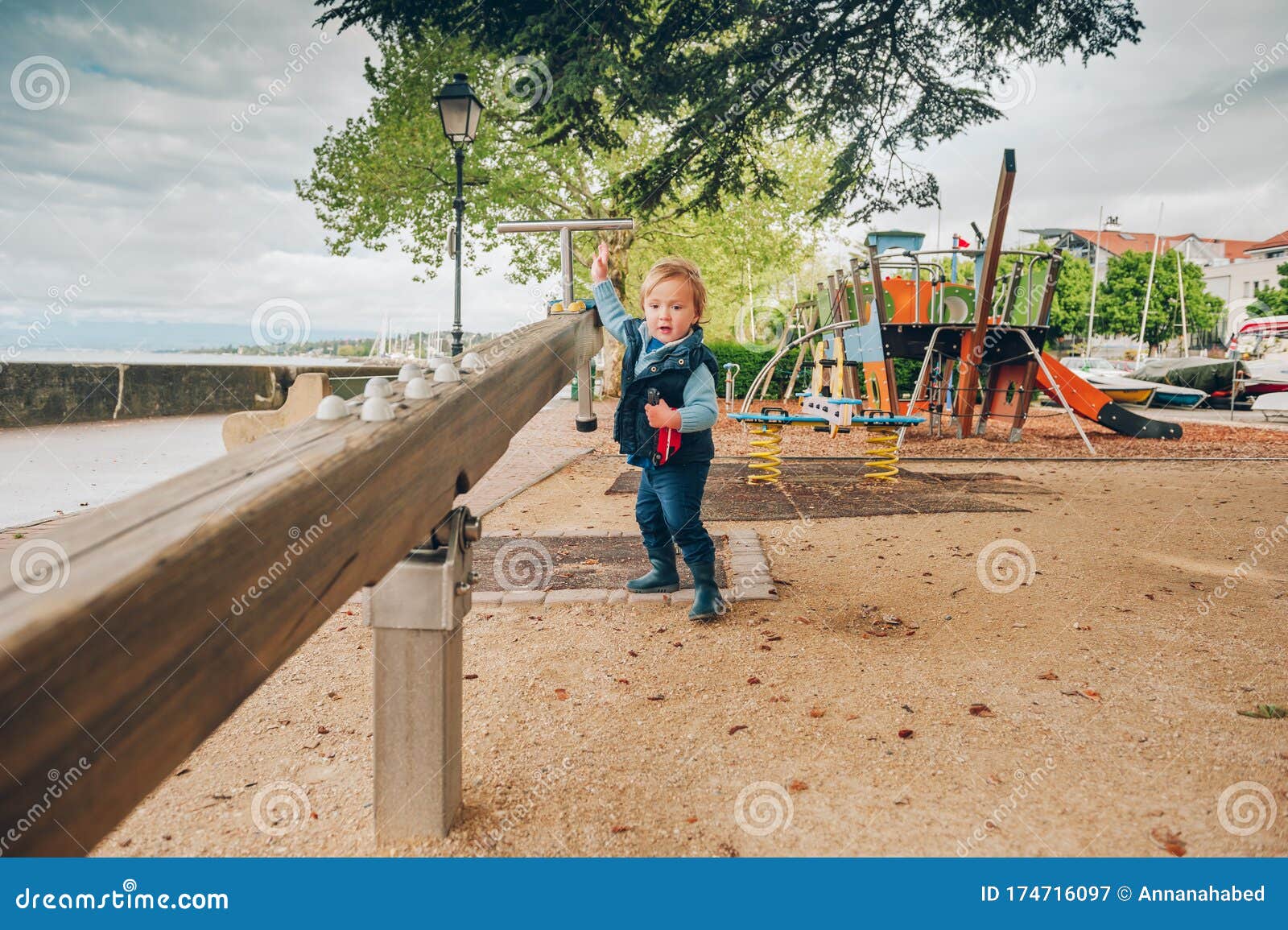 Toddler Boy Having Fun on Playground Stock Image - Image of child ...