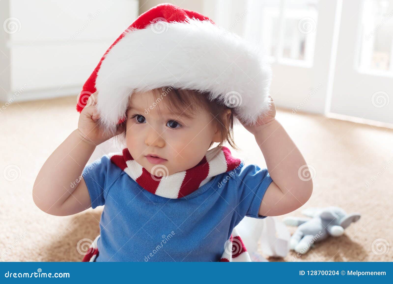 Toddler Boy Crying on Christmas Stock Photo - Image of inside, portrait ...