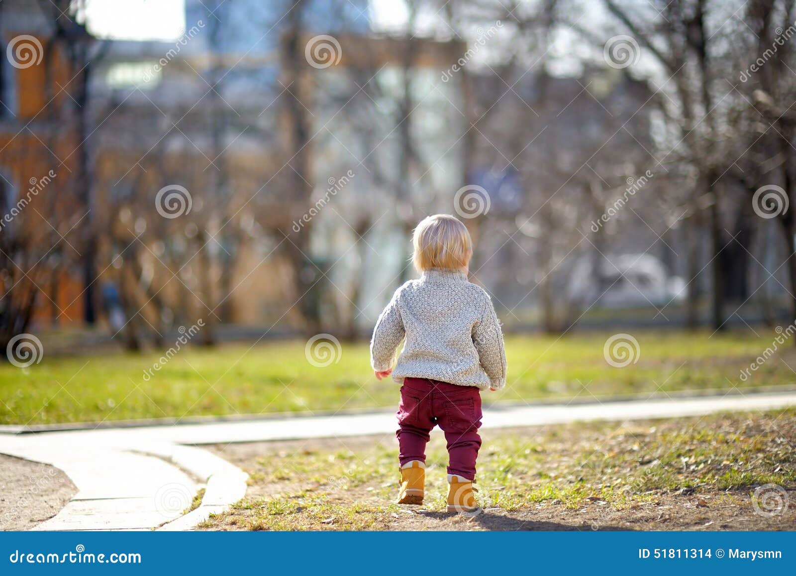 Toddler Boy Walking at the Warm Spring Day Stock Photo - Image of ...