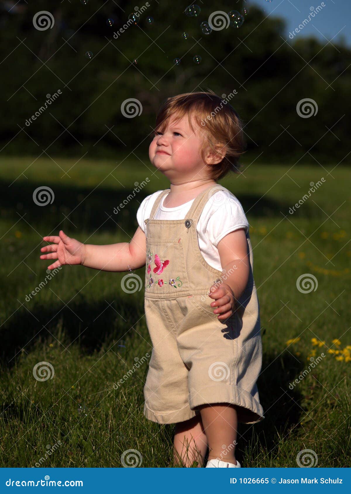 Toddler chasing bubbles stock image. Image of pretty, mouth - 1026665