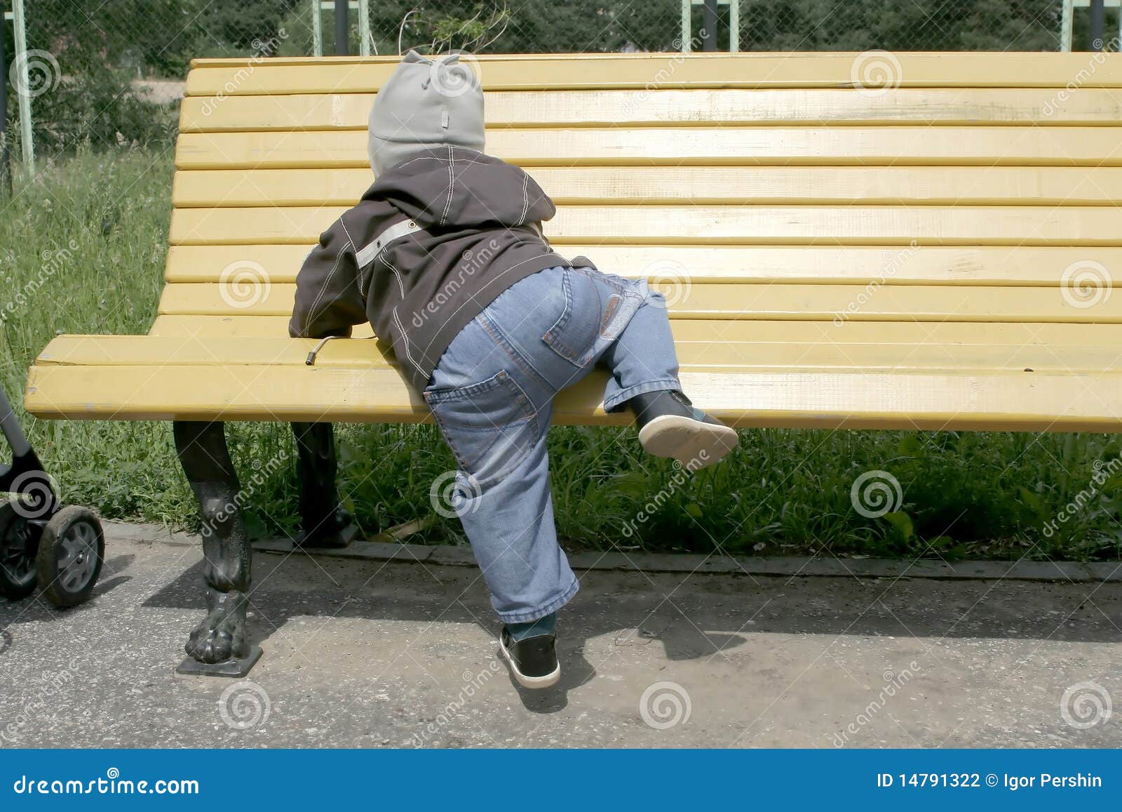 Toddler climbing on bench stock photo. Image of climbing - 14791322