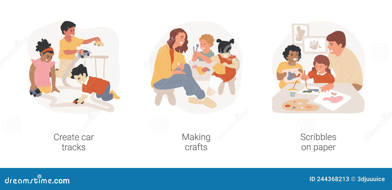 Toddler Creative Development Isolated Cartoon Vector Illustration Set ...