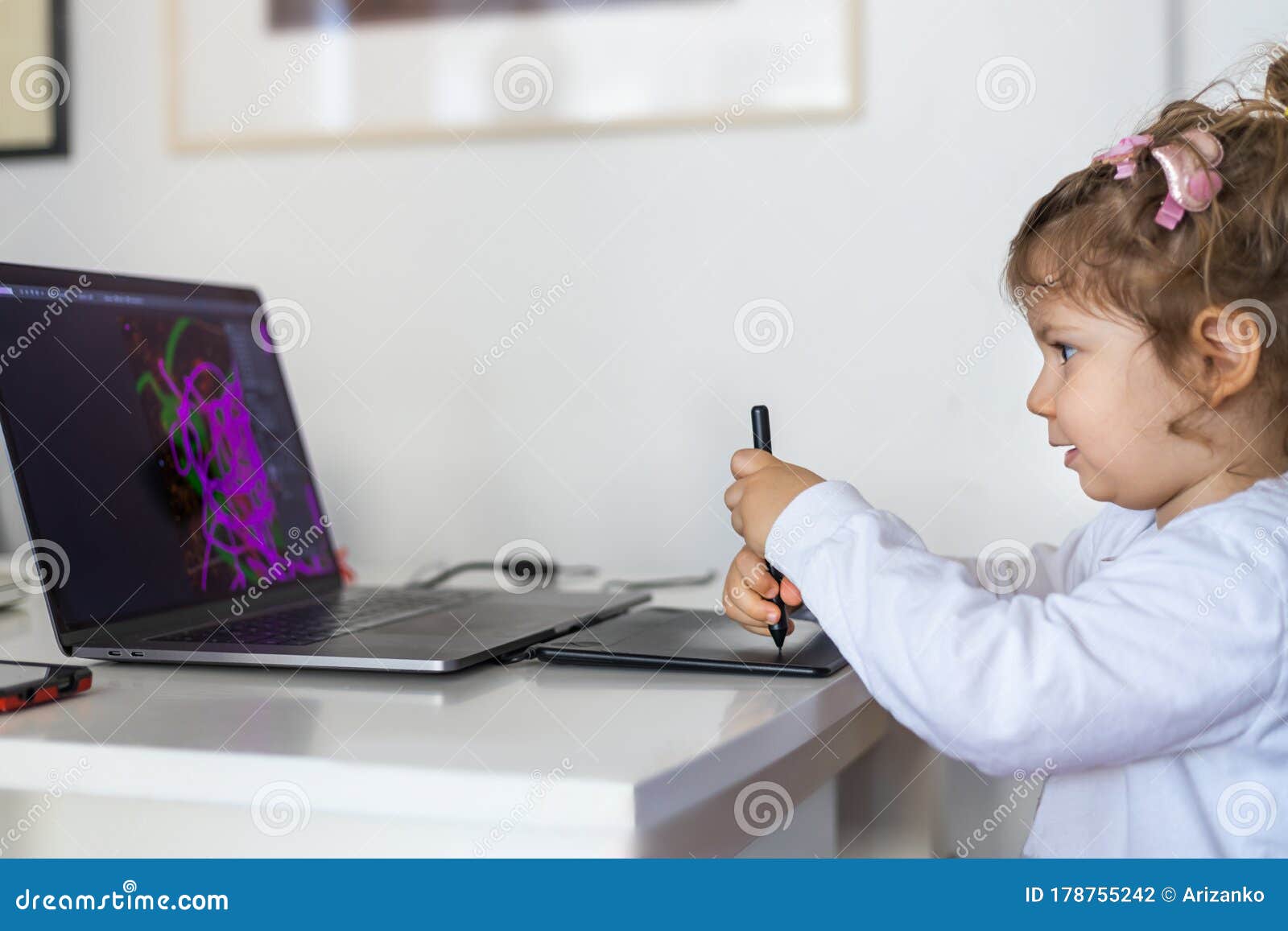 Toddler Drowing on Drawing Board Stock Photo - Image of corona ...
