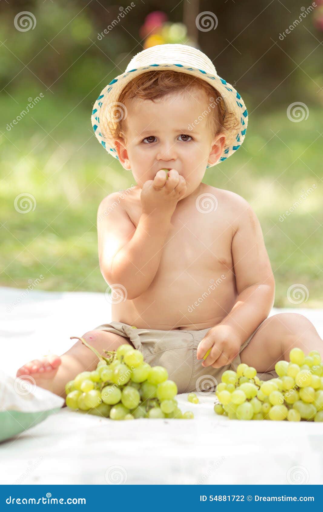 Toddler eating grapes stock photo. Image of outside, child - 54881722